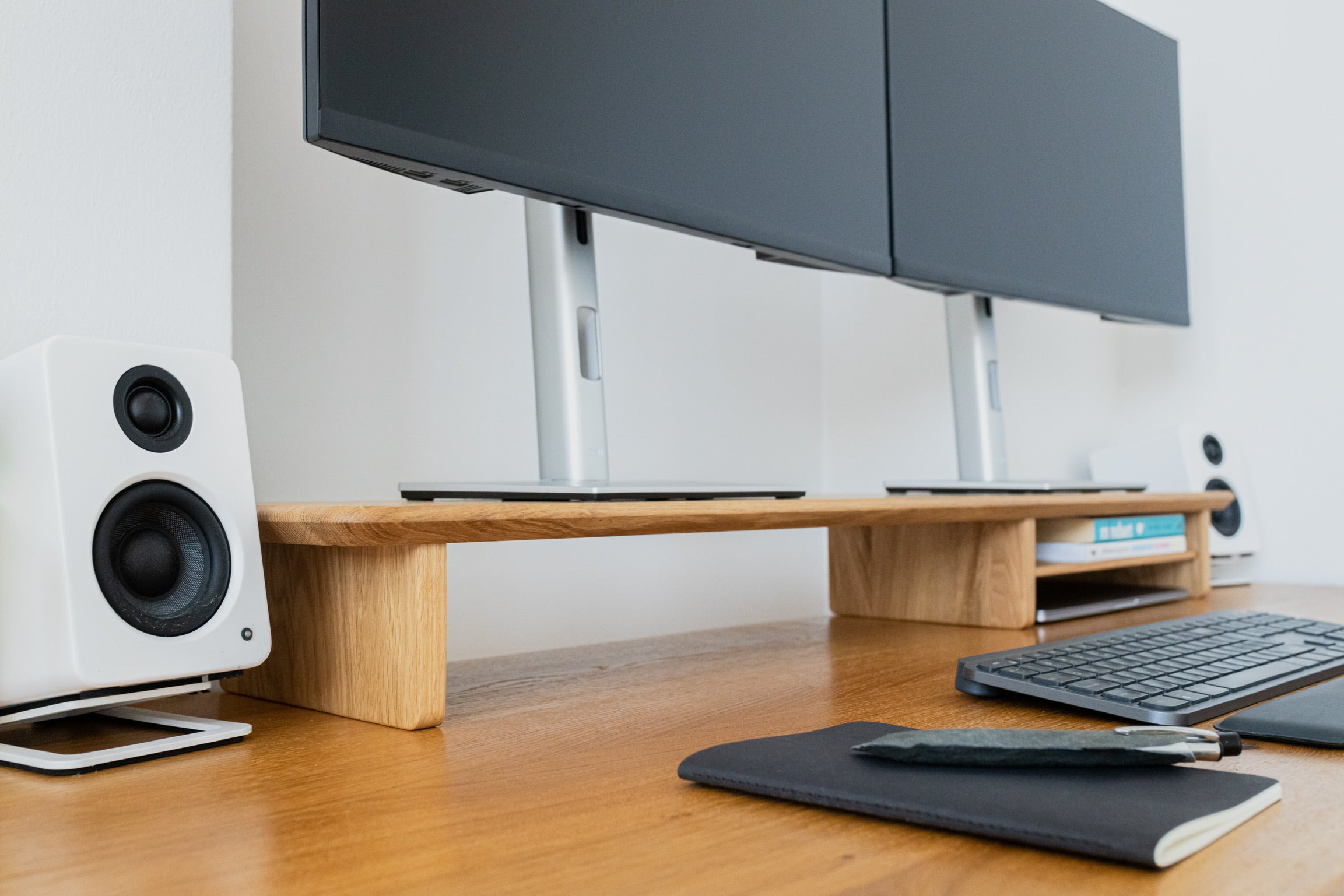 Premium Oak Wooden Monitor Stand: Timeless Natural – Grindwood.com